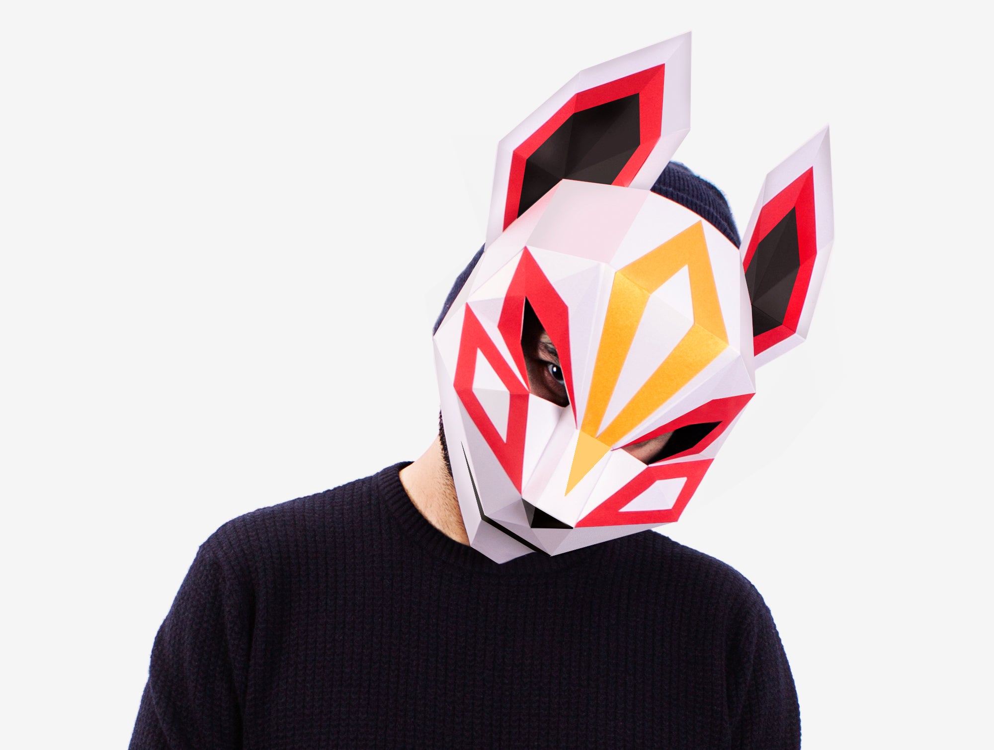 Kitsune Half Mask DIY Paper Mask Template – Lapa Studios